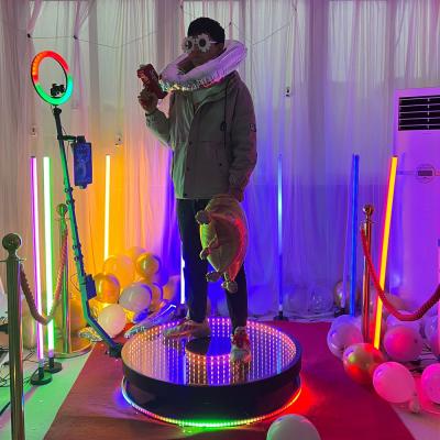 China Slow Motion 360 Rotating Video Booth Tempered Glass 115cm With RGB Light for sale