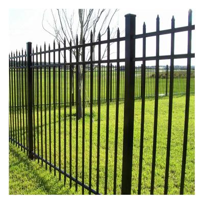 China Powder Coated Top Spear Metal Tubular Black Fence Panels For Home Garden for sale