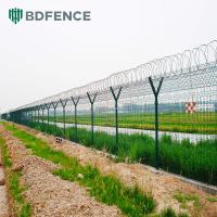 China Airport Security Fence a Galvanized High Security Welded Mesh Perimeter Fence with Razor Wire for Prison and Outdoor Use for sale