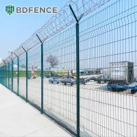 China Galvanized 3D Welded Wire Mesh Fence Panel With Barbed Wire Anti Climb Security Fencing For Airport Prison High Safety Areas for sale