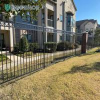 China America 6 Foot 3x3 Metal Garden Iron Fence Panels Outdoor Steel Tubular Fences Modern Wrought Iron Zinc Steel Coated for sale
