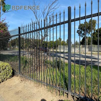China 6 Foot Metal Garden Iron Fence Panels Outdoor Metal Steel Tubular Fences Modern Wrought Iron Zinc Steel Fence for sale