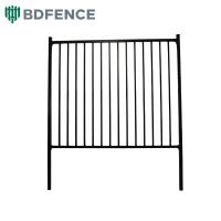 China Wrought Iron Sheet Panel Picket Flat Top Galvanized Steel Tubular Metal Fence Hot Powder Coated Decorative Panels 3D Modeling for sale
