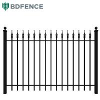 China Wrought Iron Sheet Panel Picket Flat Top Galvanized Steel Tubular Metal Fence Hot Powder Coated Decorative Panels 3D Modeling for sale