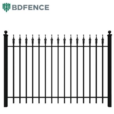 China Wrought Iron Sheet Panel Picket Flat Top Galvanized Steel Tubular Metal Fence Hot Powder Coated Decorative Panels 3D Modeling for sale