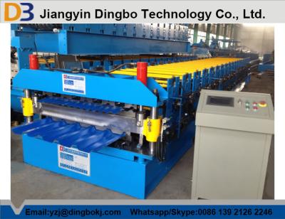 China Hydraulic Uncoiler Machine Roof Panel Roll Forming Machine with PLC Vector Inverter Control System for sale