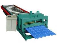 China 380V 50Hz Steel Tile Roll Forming Machine with PLC Compture Control System / Cr12mov Blade for sale