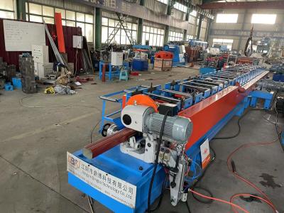 China Rectangle Steel Downspout Roll Forming Machine Round Sawing Cutting 5T Decoiler for sale