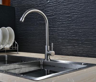 China Brushed Polished Single Lever Basin Mixer Stainless Steel Single Cold Water Basin Tap for sale