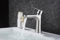 China OEM Preservative Brushed Steel Bathroom Taps Nickel Surface for sale