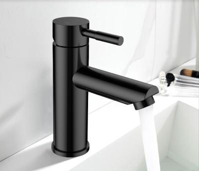 China Lead Free Black Stainless Steel Basin Faucet Wear Resistant Customized Logo for sale