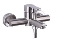 China Silver Luster Stainless Steel Hot Cold Bathroom Faucet Contemporary for sale