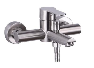 China Silver Luster Stainless Steel Hot Cold Bathroom Faucet Contemporary for sale