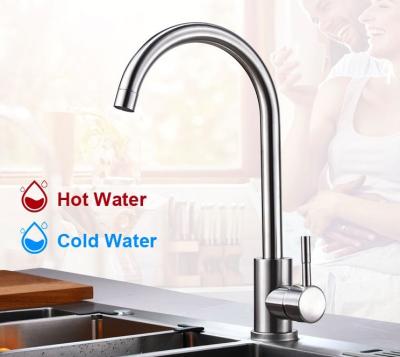 China SUS304 Drawing Stainless Steel Kitchen Faucet Hot And Cold Water Tap For Kitchen for sale