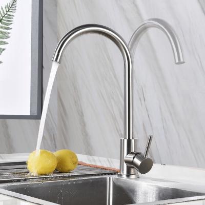 China OEM 304 Kitchen Sink Faucets Single Handle Hot Cold Water Tap Lead Free for sale