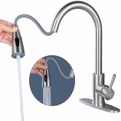 China ISO9001 Brushed Stainless Steel Kitchen Faucet OEM Pull Out Water Tap for sale
