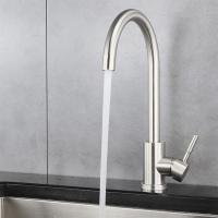China Lead Free Silver Stainless Steel Kitchen Faucet Corrosion Acid Resistance for sale