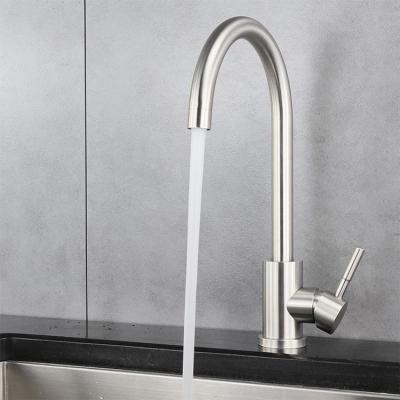 China Lead Free Silver Stainless Steel Kitchen Faucet Corrosion Acid Resistance for sale