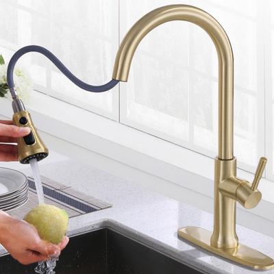 China Brushed Gold SUS304 Hot And Cold Water Mixer 36O Degree Rotary Basin Faucet for sale