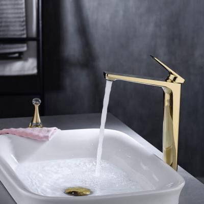 China Modern Sanitary Gold Hot And Cold Wash Basin Taps Single Handle for sale