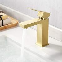China 12L/Min Brushed Gold Bathroom Basin Faucet For Office Building for sale