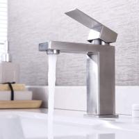 China Environmentally Friendly Brushed Silver Hot And Cold Water Tap Mixer For Wash Basin for sale