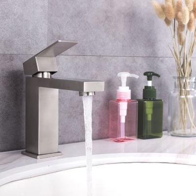 China Brushed Silver 302 Stainless Wash Basin Hot And Cold Taps Not Easy To Rust for sale