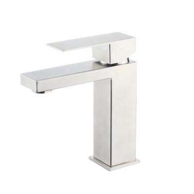 China Environmental Sanitation Brushed Hot And Cold Basin Mixer Dirty Resistant for sale