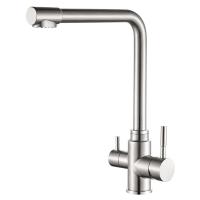 China 304 Stainless Steel 2 Way Basin Hot And Cold Taps 360 Rotating Kitchen Sink Faucet for sale