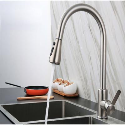 China OEM Brushed SS Telescoping Dish Washing Faucet Dual Handle Safe Lead Free for sale