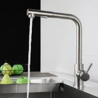 China Brushed Stainless Steel Dish Washing Faucet Deck Mounted Single Hole Tap for sale