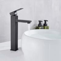 China Custom Electroplated Dish Washing Faucet Square Lead Free Black Bathroom Basin Tap for sale