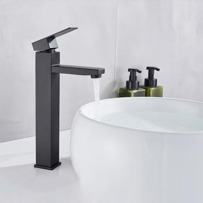 China Custom Electroplated Dish Washing Faucet Square Lead Free Black Bathroom Basin Tap for sale