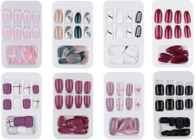 China Beautify Fashion Coloured Tip Acrylic Nails Thin False Nails Waterproof for sale