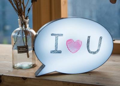 China Restaurant Acrylic LED Light Box Slim Light Up Speech Bubble Write On Lightbox for sale