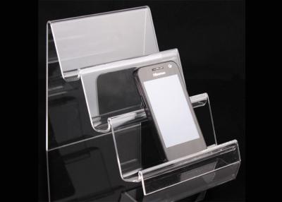 China 3 Tier Acrylic Cell Phone Holder Transparent Acrylic Risers For Apple Phone for sale
