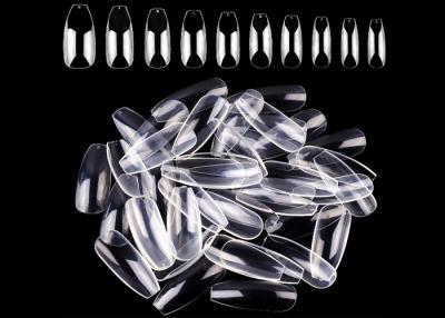 China Press On Thin Acrylic Nails Clear Full Cover Coffin Shaped Nail Tips Non Toxic for sale
