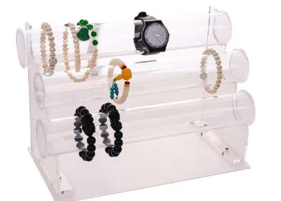 China 3 Tier Acrylic Necklace Display Stands , Transparent Watch Display Rack for sale
