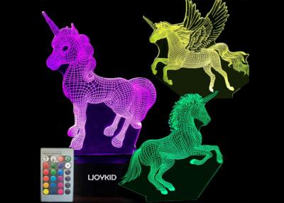 China Remote Control 3 Pattern 3D LED Light Lamp 7 Colors Changing For Kids Illusion for sale