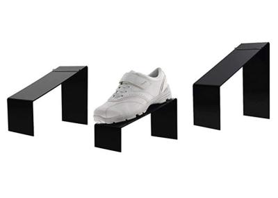 China Freestanding Acrylic Shoe Display Stand Black Slanted Design For Shop Display for sale