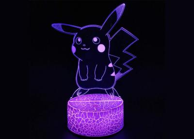 China 3D LED Illusion Lamps 7 Color Change Touch White Crack Base Power By AA Batteries for sale