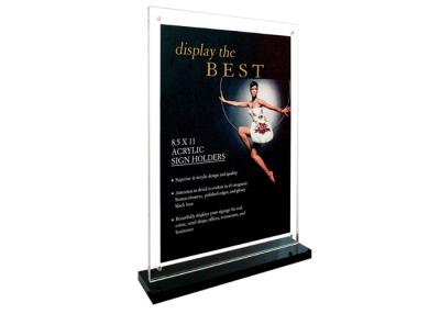 China Plastic Stand Up Sign Holder 8.5 X 11 Inch Magnet Button Closures Black Base for sale