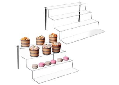 China Four Tier Acrylic Cake Display Stand Clear Acrylic Shelf Metal Cupcake Stand for sale