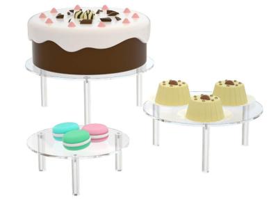 China Clear Round Acrylic Cake Display Stand 3 Set for Cupcake Dessert Cake Pizza for sale