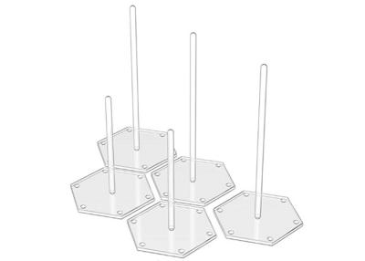 China Parties Birthday Acrylic Cake Display Stand 5 Pieces Clear With Hexagon Base for sale