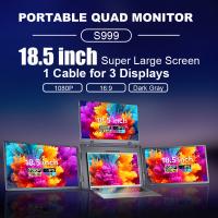 China 18.5 Inch Portable Quad Monitor with 1080P Full HD IPS Panel and 360 Degree Rotating Screens for Laptop Multitasking for sale
