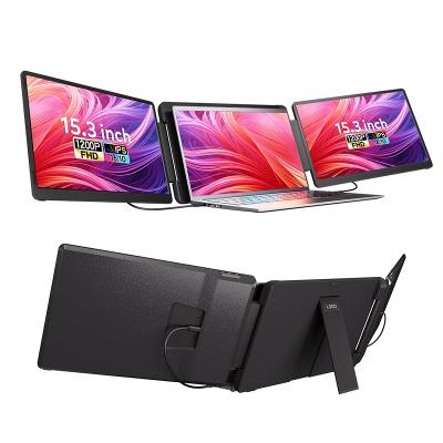 China 15.3 Inch 1200P Triple Screen Extender 1920x1200 IPS 360 Rotating Panel for Stock Trading Desk for sale