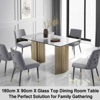 China 180cm X 90cm X 75cm Glass Top Dining Room Table The Perfect Solution for Family Gathering for sale
