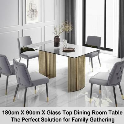 China 180cm X 90cm X 75cm Glass Top Dining Room Table The Perfect Solution for Family Gathering for sale