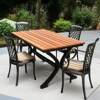 China Create a Rustic Outdoor Setting with Cast Iron Table And Chairs in Natural Wood and Matte Finish for sale